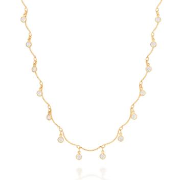 Colar Para Festa Com 22 Zircônias Rommanel Banhado A Ouro 18k Lindo ...