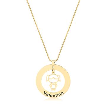 Colar Personalizado Com Pingente Menina Com Nome No Aro Banhado Em Ouro ...