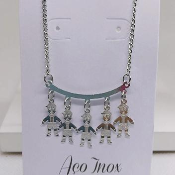 Colar Pingente Filhos Filhas Aço Inox Menino Menina Corrente - Matilda ...