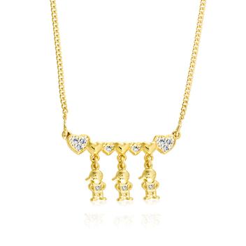 Colar Três Meninos Corações Zircônias - Banho Ouro 18k - Lulibelte ...