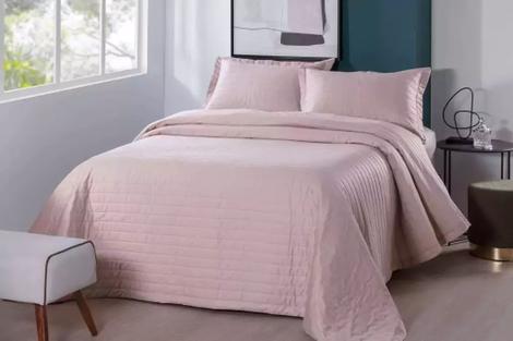 Colcha King 300 fios 100% algodão Kacyumara Stripes In Rose - Cobre ...