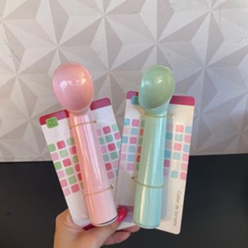 Colher de sorvete de alumínio rosa ou verde pastel para cozinha ...