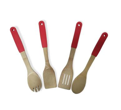 Colheres Culinárias 4 Utensílios Ecológico Madeira Bambu com Cabo de ...