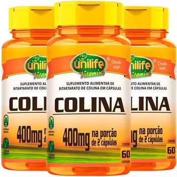 Colina 3 X 60 Cápsulas Unilife - Vitaminas A-Z - Magazine Luiza