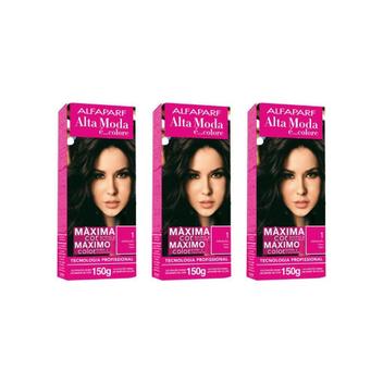 Coloraçao Alta Moda 1.0 Preto 150G-Kit C/3Un - Tinta de Cabelo ...