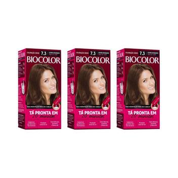 Coloraçao Biocolor Cr 7.3 Louro Dourado-Kit C/3Un - Tinta de Cabelo ...