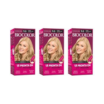 Coloraçao Biocolor Cr 9.0 Louro Super Clr-Kit C/3Un - Tinta de Cabelo ...