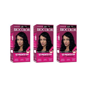 Coloraçao Biocolor Creme 1.0 Preto-Kit C/3un - Tinta de Cabelo ...