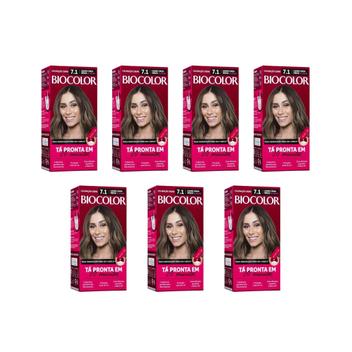 Coloraçao Biocolor Creme 7.1 Louro Cinza Medio - Kit Com 7Un - Tinta de ...