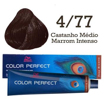 Coloração Color Perfect 4/77 Castanho Médio Marrom Intenso Wella ...