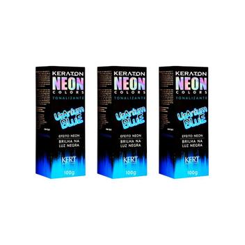 Coloraçao Keraton Neon Colors Uranium Blue 100Gr-Kit C/3un - Tinta de ...
