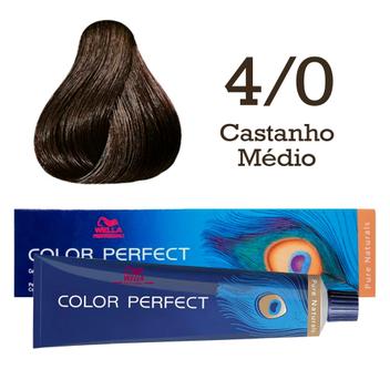 Coloração Profissional Color Perfect Wella 4/0 Castanho Médio Tintura ...