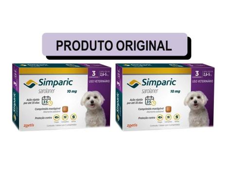 Combo 2x Simparic 10mg Para Cães de 2,5 a 5kg - 6 Comprimidos - Zoetis ...