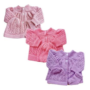 Combo 3 Casaco Tricô Bebê Agasalho Gorro e Sapatinho Inverno - Lubaby ...