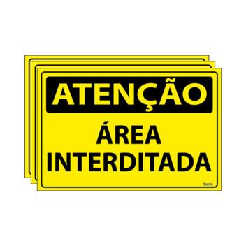 Combo 3 Placas De Sinalização Atenção Área Interditada 30x20 Ecom IA ...