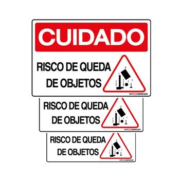 Combo 3 Placas De Sinalização Cuidado Risco De Queda De Objetos 30x20 ...