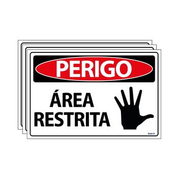 Combo 3 Placas De Sinalização Perigo Área Restrita 30x20 Ecom IA - SP56 ...