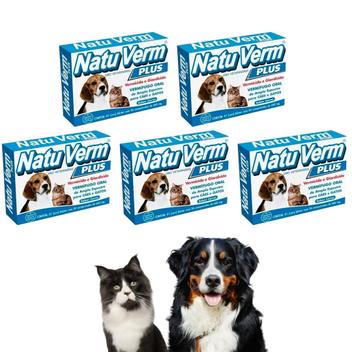 Combo 5 Vermifugo Natu Verm Plus 4 Comprimidos Para Gatos e Cães ...