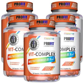 Combo 5x Multivitamínico Vit-complex 90 Cápsulas Profit - Ômega 3 ...