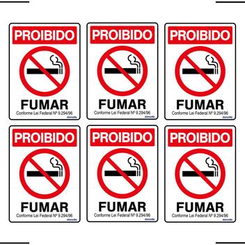 Combo 6 Placas De Sinalização Proibido Fumar 15x20 Ekomunike - P-5/1 ...