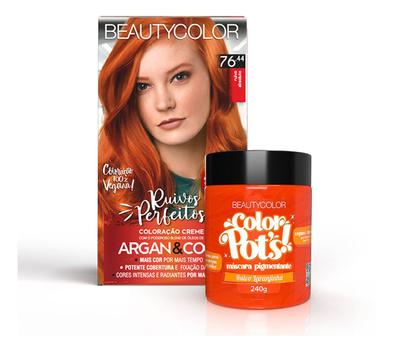 Combo Coloração Kit Beautycolor 76.44 + Color Pots Ruivo Laranjinha ...