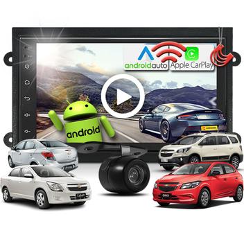 Combo Kit Central Multimidia MP5 Android + Camera de ré + Moldura Onix Prisma Joy Spin Cobalt ...