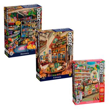 Combo Puzzles Galeria Ref.1 - Grow - Quebra Cabeça - Magazine Luiza