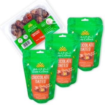Combo Tâmara Chocolate Dates 100g 3un / Tâmara Seca com Caroço 250g 1un ...