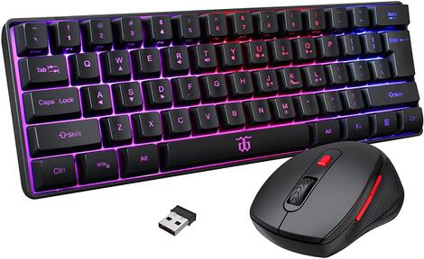 Combo Teclado e Mouse Ergonômico Sem Fio c/ Teclado Mechanical 60% e ...