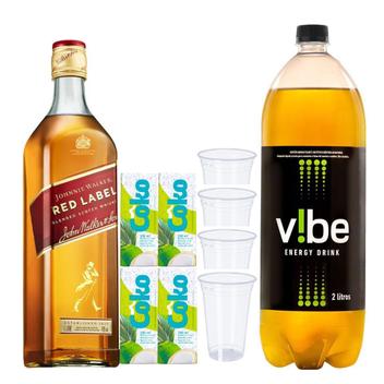 Combo Whisky Red Label 1L + Energetico Vibe + 4 Gelo De Coco - Johnnie ...