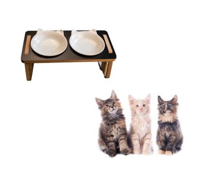 Comedouro Duplo Elevado Inclinado Antirrefluxo Para Gato - Maine coon ...