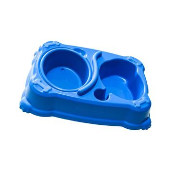Comedouro E Bebedouro Duplo Prime Azul 570ml Pet Au Jel Plast ...