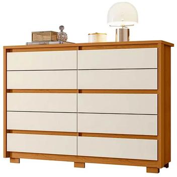 Cômoda Duetto 10 Gavetas Albatroz Cor Cinamomo Off White - Estrela ...