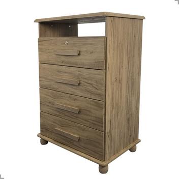 Cômoda Para Quarto 4 Gavetas E Chave Barcelona Com Pés - MÓVEIS LANZA ...