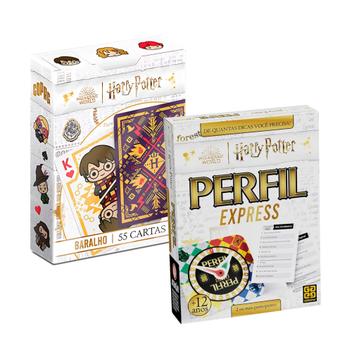 COMP Jogo Perfil Express Harry Potter 100 Cartas + Baralho Copag Single ...