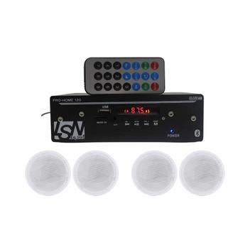 COMP Kit Amplificador Receiver 120w 4 Canais + 4 Arandelas Brancas 110W ...