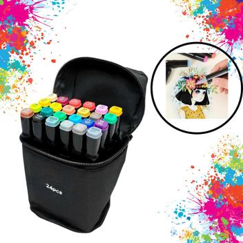 Compre já o kit de 24 canetinhas de ponta dupla e libere sua ...