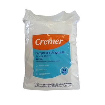 Compressa de Gaze 7.5x7.5 13 Fios Estrela com 500 Unidades Cremer ...