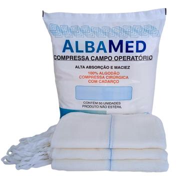 Compressa de Gaze Campo Operatório Cirúrgica Não Estéril 45x50 50 unidades - AlbaMed - Curativo ...