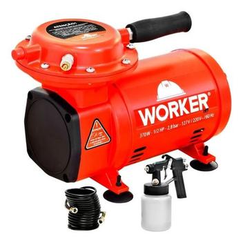 Compressor Ar Direto Portátil 1/2Hp Bivolt 370w com Pistola e Mangueira ...