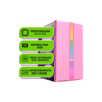 Computador CPU PC Gamer Rosa Pink Feminino Intel Core i5 3.6GHz Memoria ...