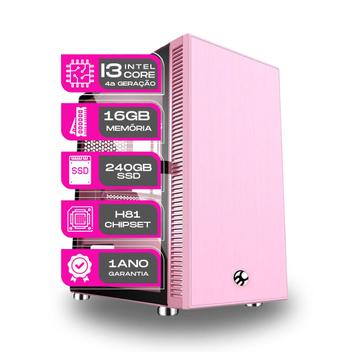Computador Cpu Rosa Core i3 4ª ger 4130 16gb 240gb ssd sata Kit teclado ...