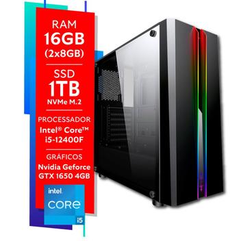 Computador Gamer Intel Core i5 12400F 16GB (2x8GB) SSD 1TB GTX 1650 4GB ...