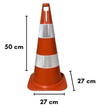 Cone de Sinalização e segurança Laranja e Branco PVC 50 Cm Transito Epi ...