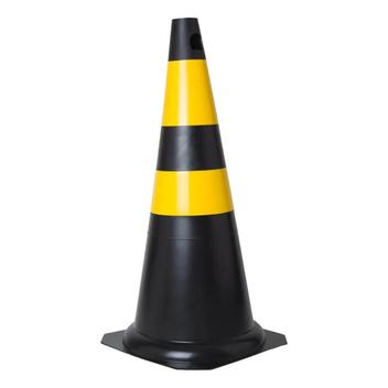 Cone preto e amarelo refletivo 50cm plastcor - Cone de Sinalização ...