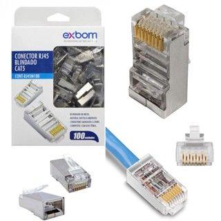 Conector Cabo de Internet RJ45 Blindado Cat5 Exbom Com 100 Unidades ALR ...