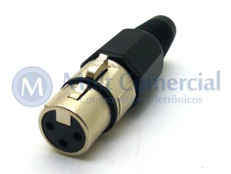 Conector XLR Fêmea Solda Fio Para Cabo JD-W9405 - Preto - Jinda - Plugs ...