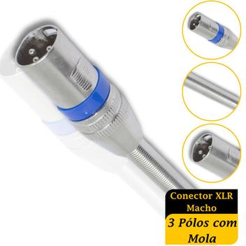 Conector XLR Macho 3 Pólos com Mola - CS205 Conexão Profissional e ...