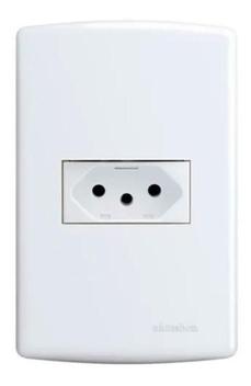 Conjunto 1 Tomada 10A 2P+T 4X2 Branca Siena 6081 Alumbra - Espelho / Placa de Tomada e ...