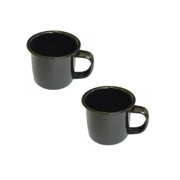 Conjunto 2 Caneca Lisa Design Prático e Polido Preto Esmaltado - Arts ...